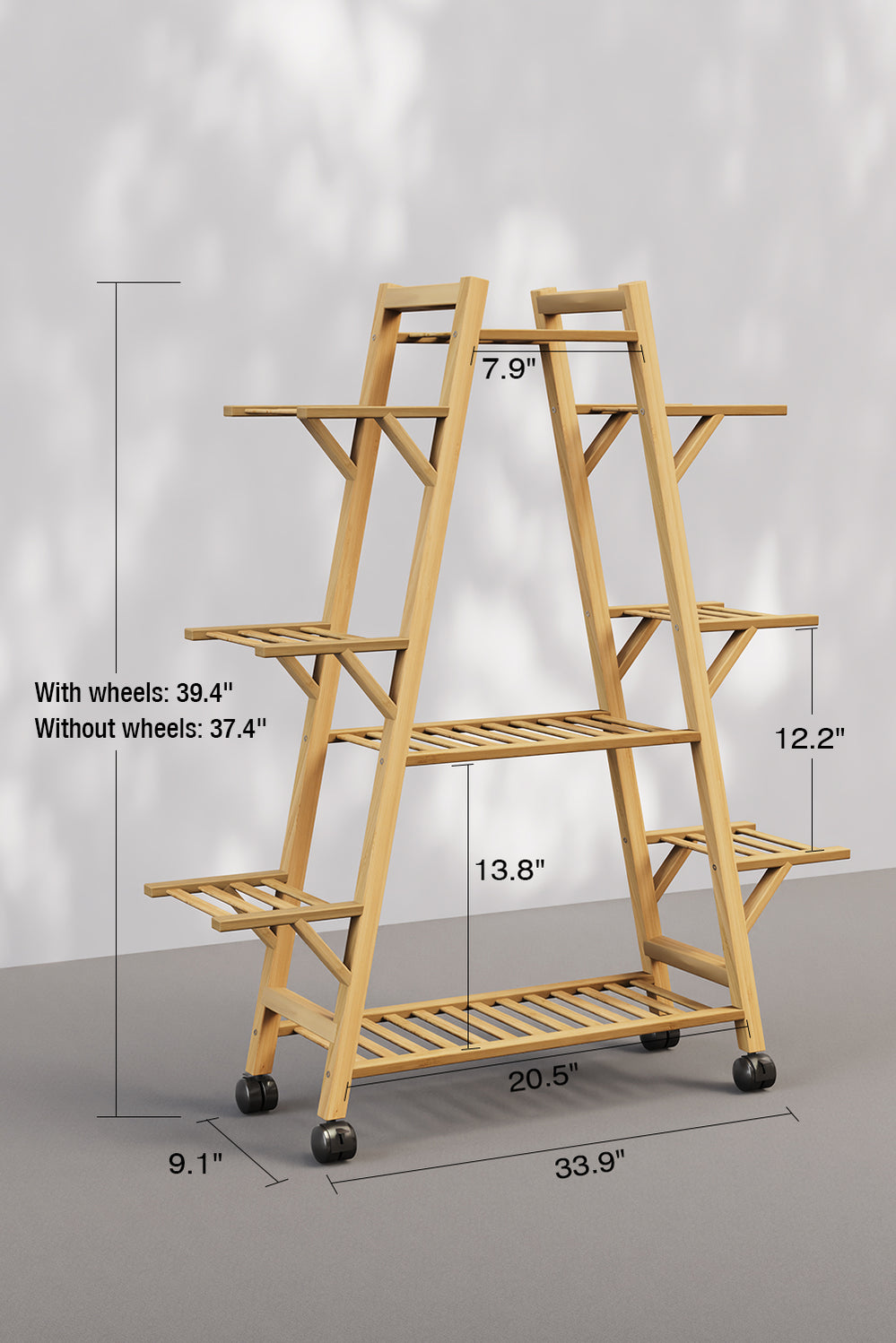 9-Tier Plant Organizer Rack with Wheels for Garden Patio — Ximn
